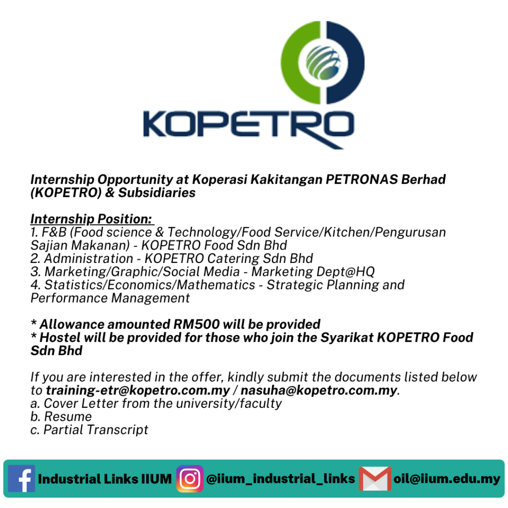 Koperasi Kakitangan PETRONAS Berhad (KOPETRO) – Office of Industrial Links