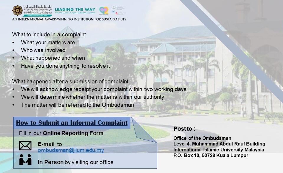 Making An Informal Complaint – OFFICE OF THE OMBUDSMAN (OMBUDS)