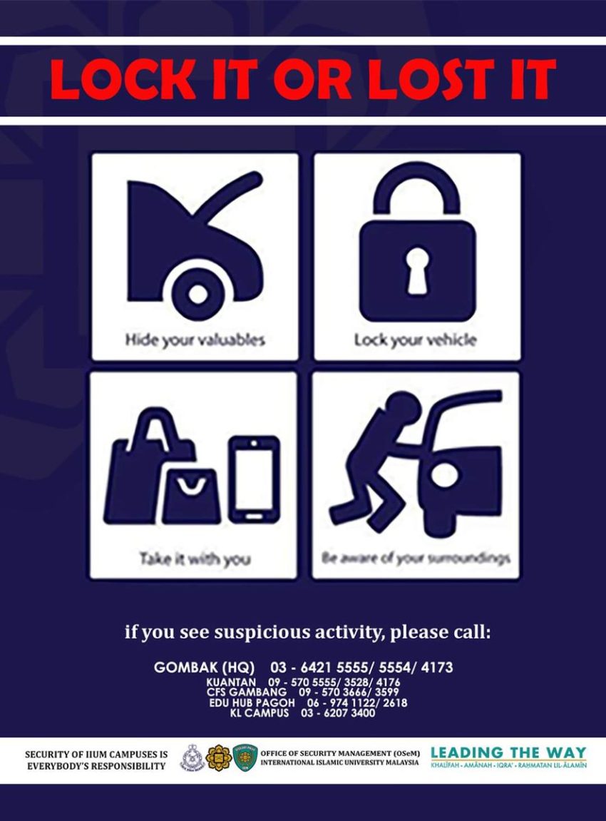POSTERS CAMPAIGN – IIUM AUXILIARY POLICE, OFFICE OF SECURITY MANAGEMENT ...